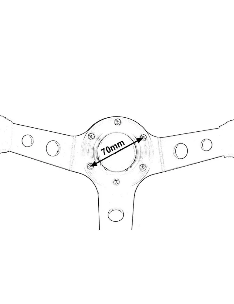 Volant tulipé à méplat simili-Cuir Noir/Acier perforé 350mm