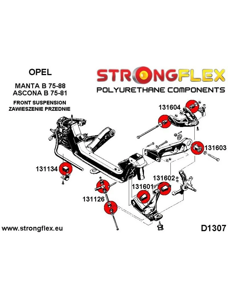Silent block Polyuréthane SPORT Barre stabilisatrice Avant Opel Kadett C