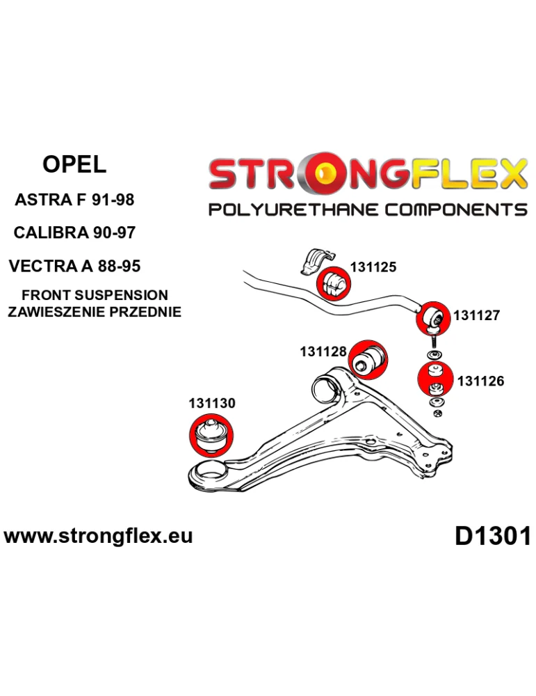 Silent block Polyuréthane SPORT Barre stabilisatrice Avant Opel Kadett C
