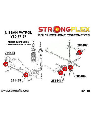 Kit SPORT Silent block Polyuréthane Train Avant Nissan Patrol / Safari ...