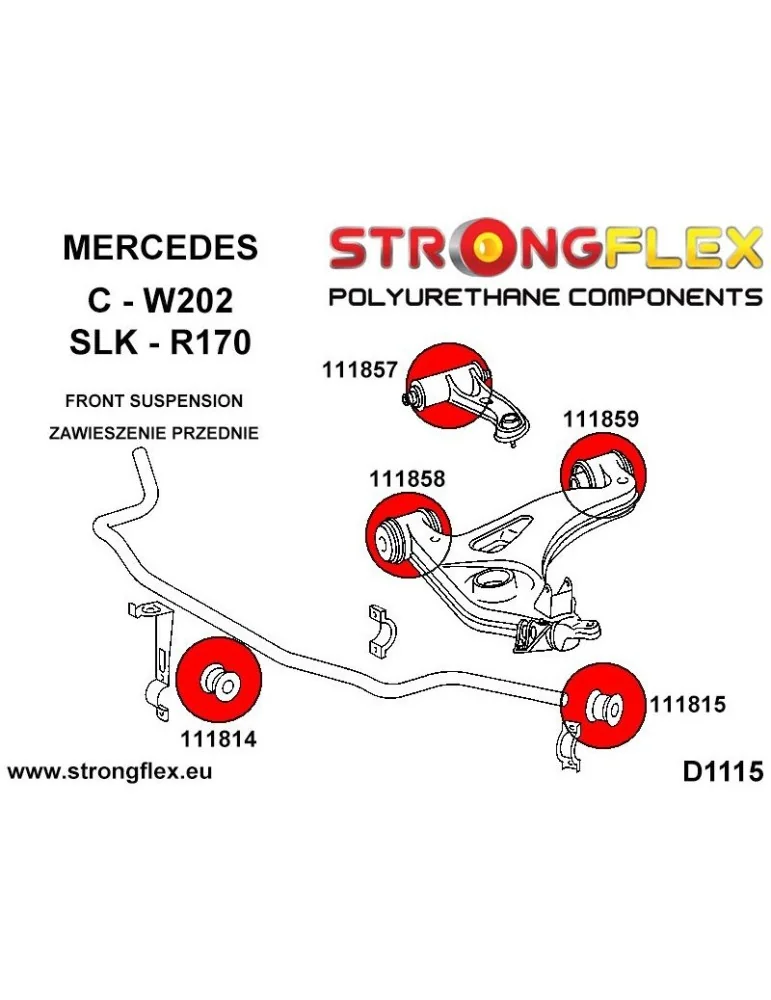 Silent block Polyuréthane kit SPORT Train de Suspension Mercedes CLK ...