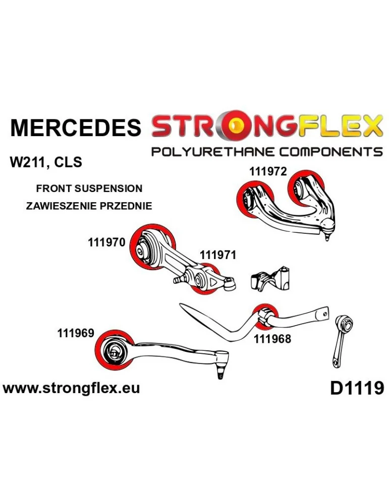 Kit SPORT Silent block Polyuréthane Train Avant Mercedes E-Class W211 2 ...